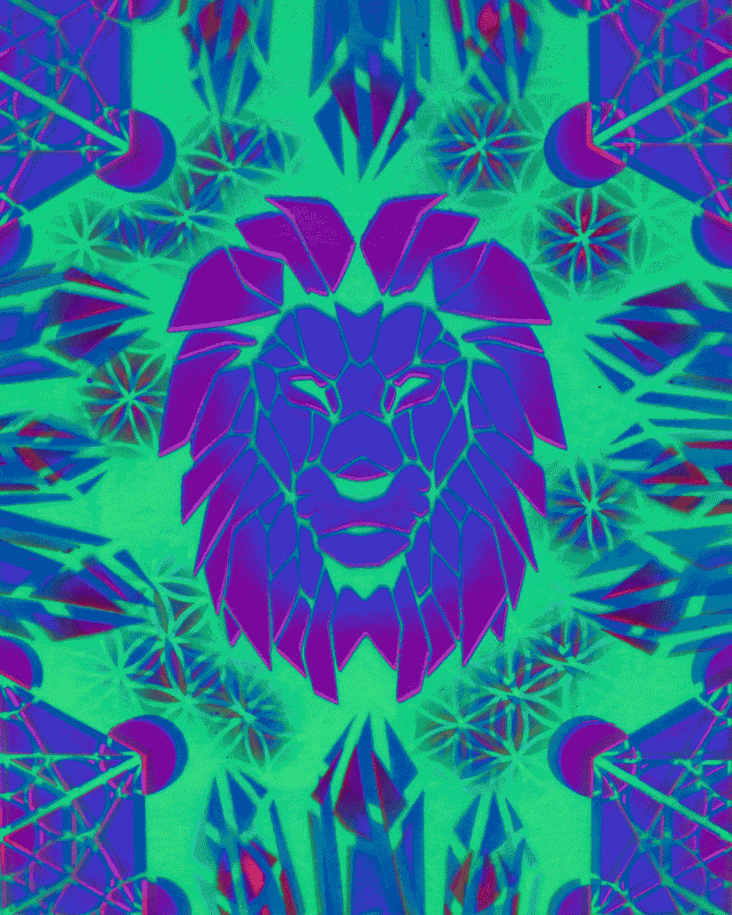 Hyphy Lion Glow in the Dark Original Canvas 11x14" INCLUDES (2) FREE P ...